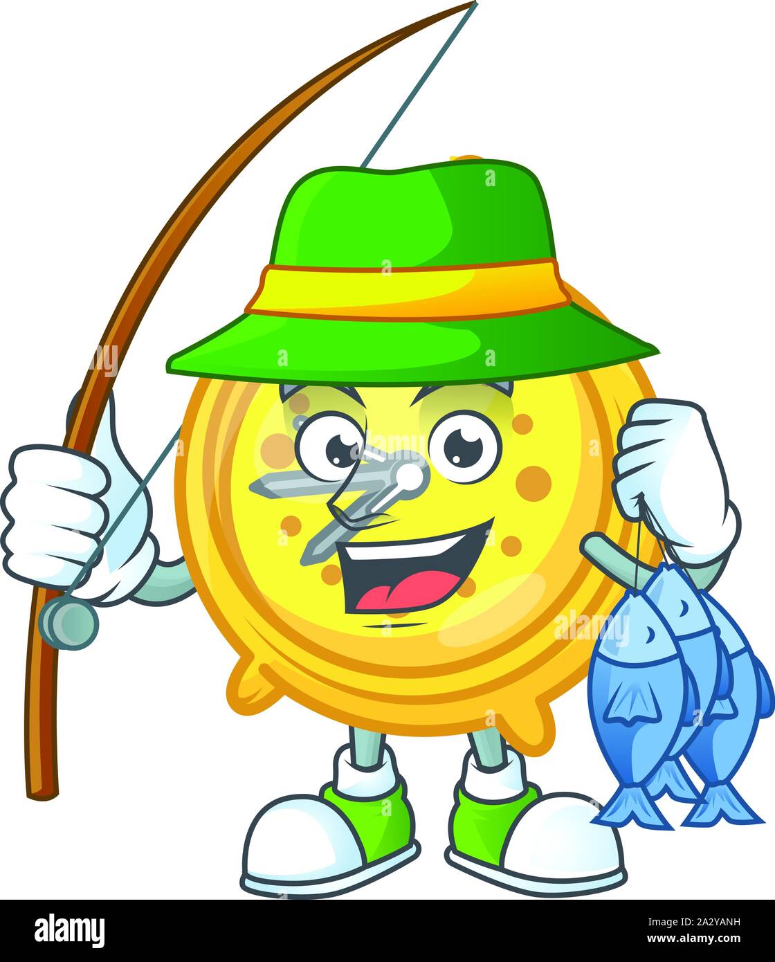 Fishing alarm clock cartoon with machine classic Stock Vector Image ...