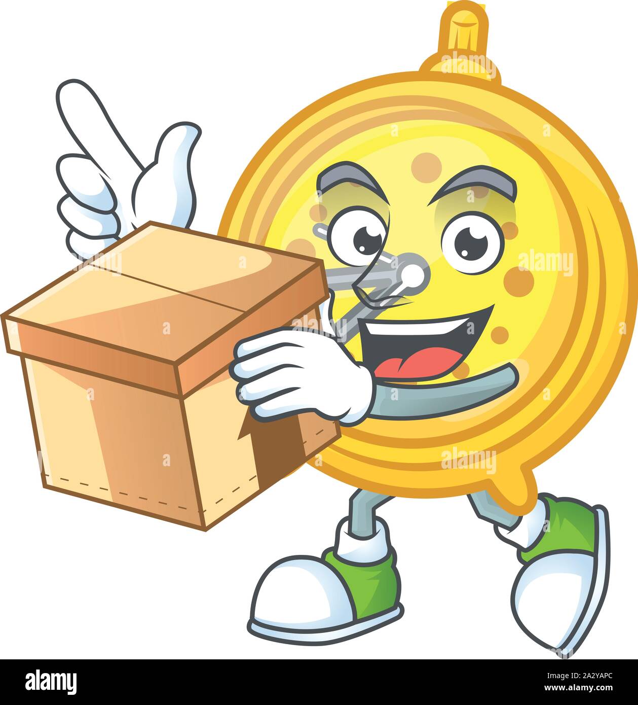 With box alarm clock cartoon character with mascot Stock Vector Image ...