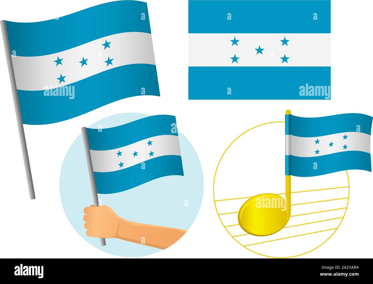 Honduras flag icon set. National flag of Honduras vector illustration ...