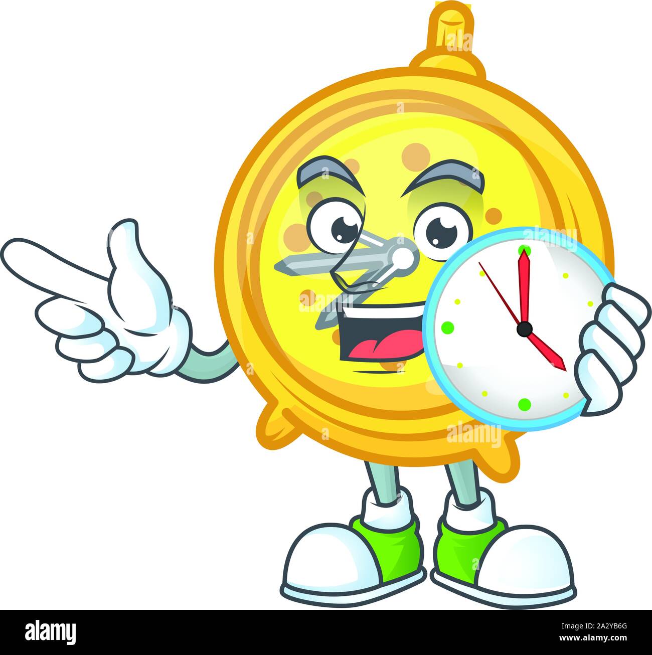 With clock alarm clock cartoon character with mascot Stock Vector Image ...