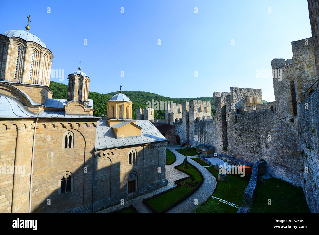 The fortified Manasija monastery in Serbia Stock Photo - Alamy
