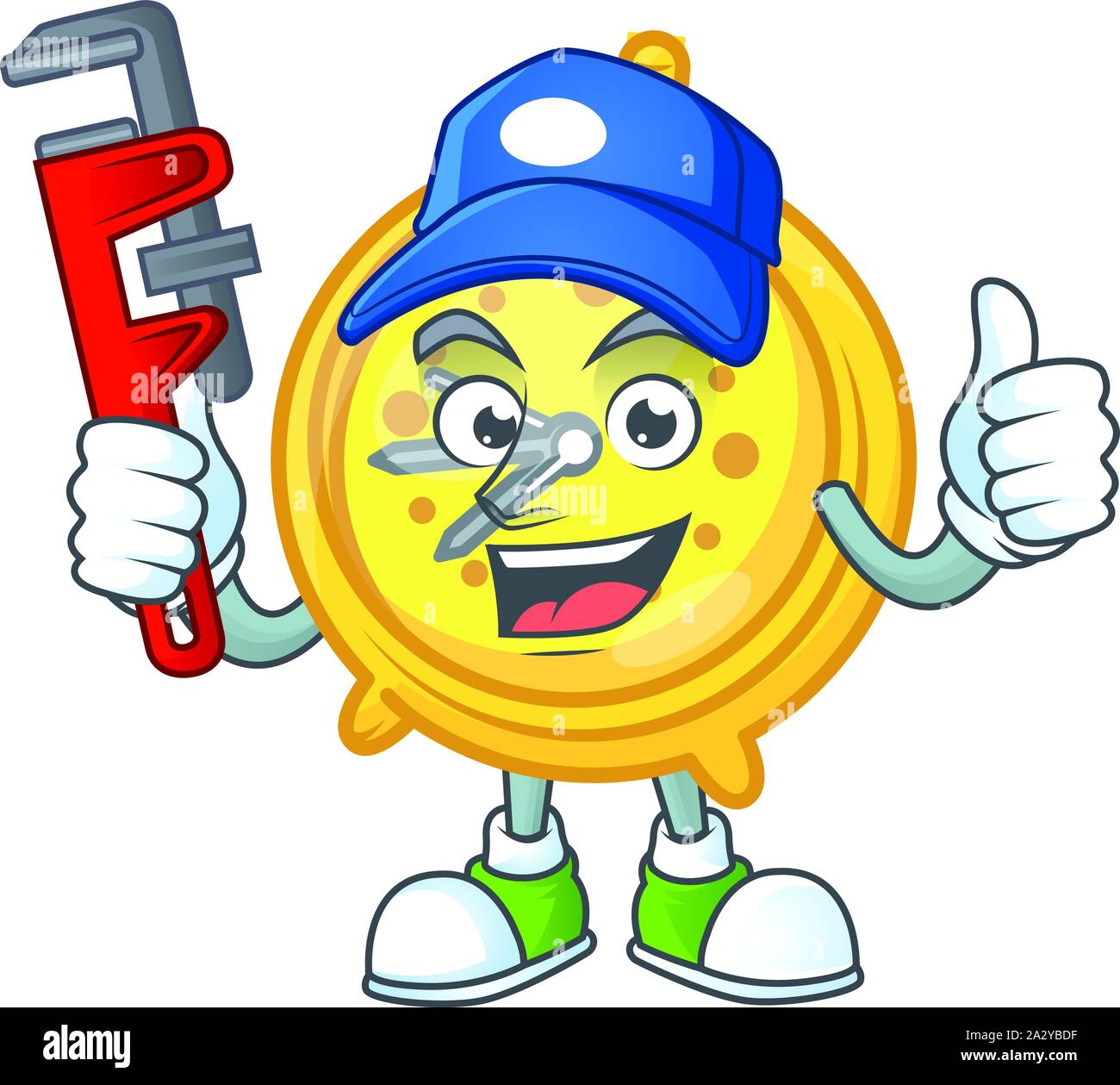 Plumber alarm clock character on white background Stock Vector Image ...