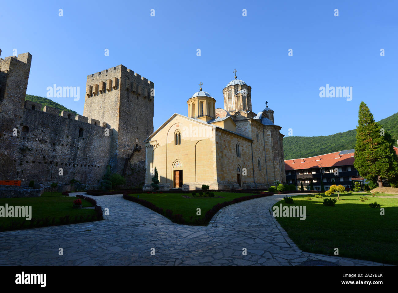 The fortified Manasija monastery in Serbia Stock Photo - Alamy