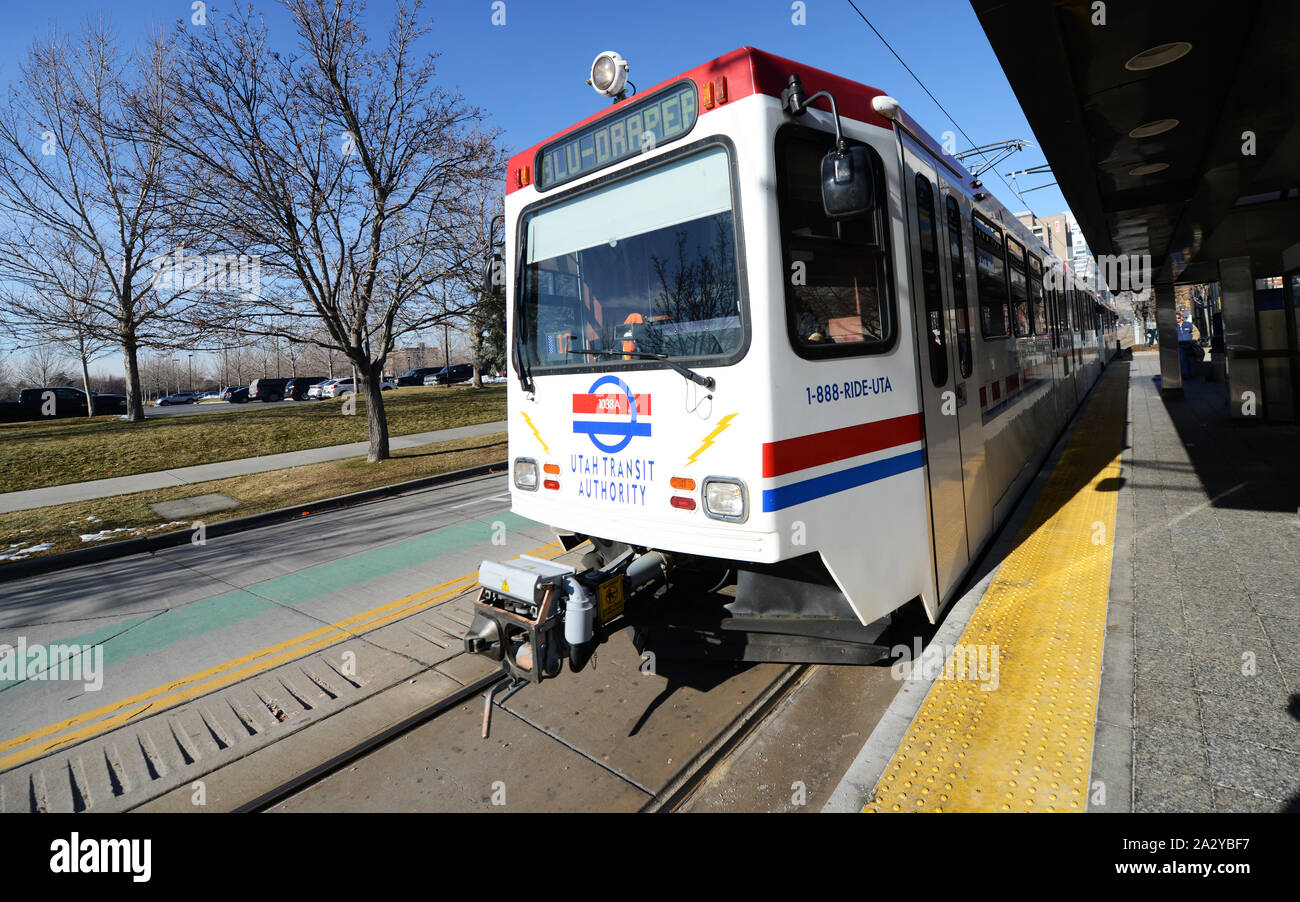 The TRAX ( Light Rail ) system in Salt Lake City, Utah, USA Stock Photo ...