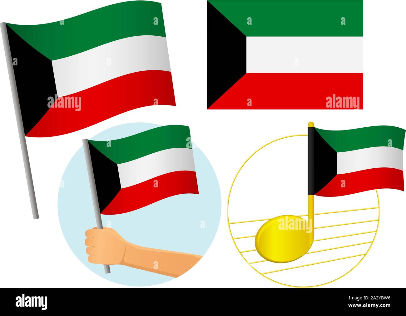 kuwait flag icon set. National flag of Kuwait vector illustration Stock ...