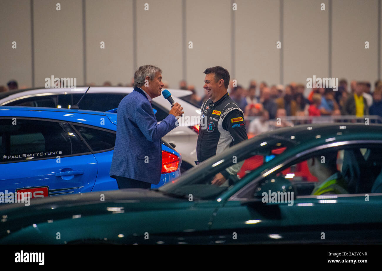 Paul Swift stunt driver, MC'd by Tiff Needell at London Motor Show May ...