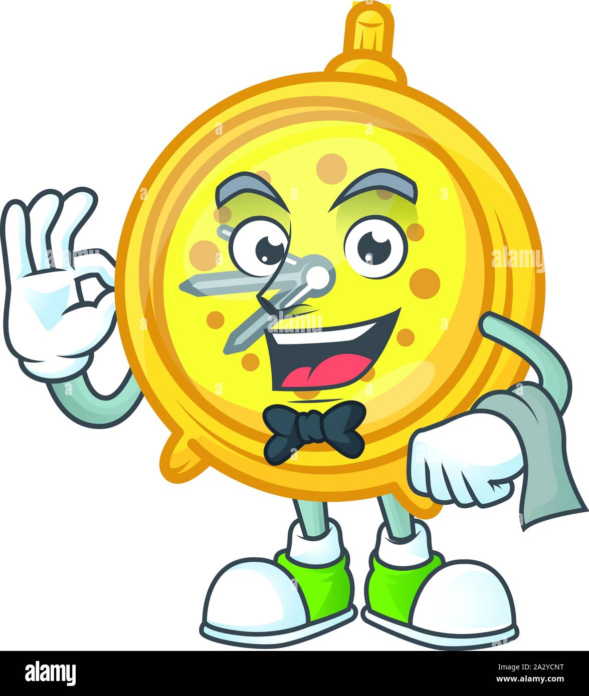 Waiter alarm clock cartoon with machine classic Stock Vector Image ...