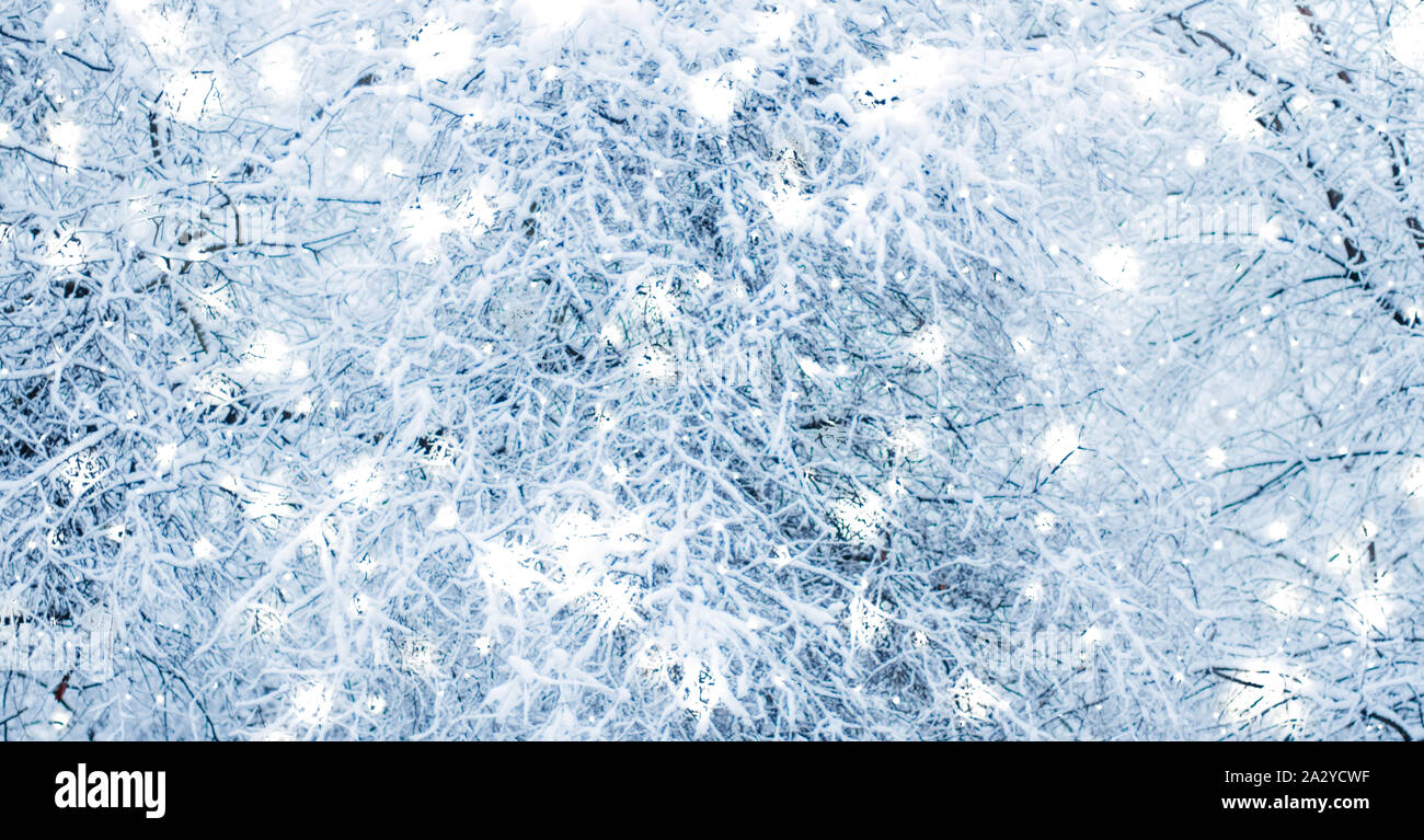Snowing landscape, greeting card design and New Years Eve travel ...