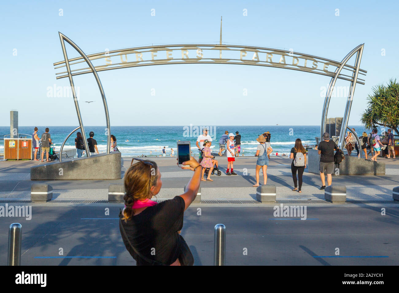 The entrance to Surfers Paradise beach at Cavill Mall and The Esplanade ...