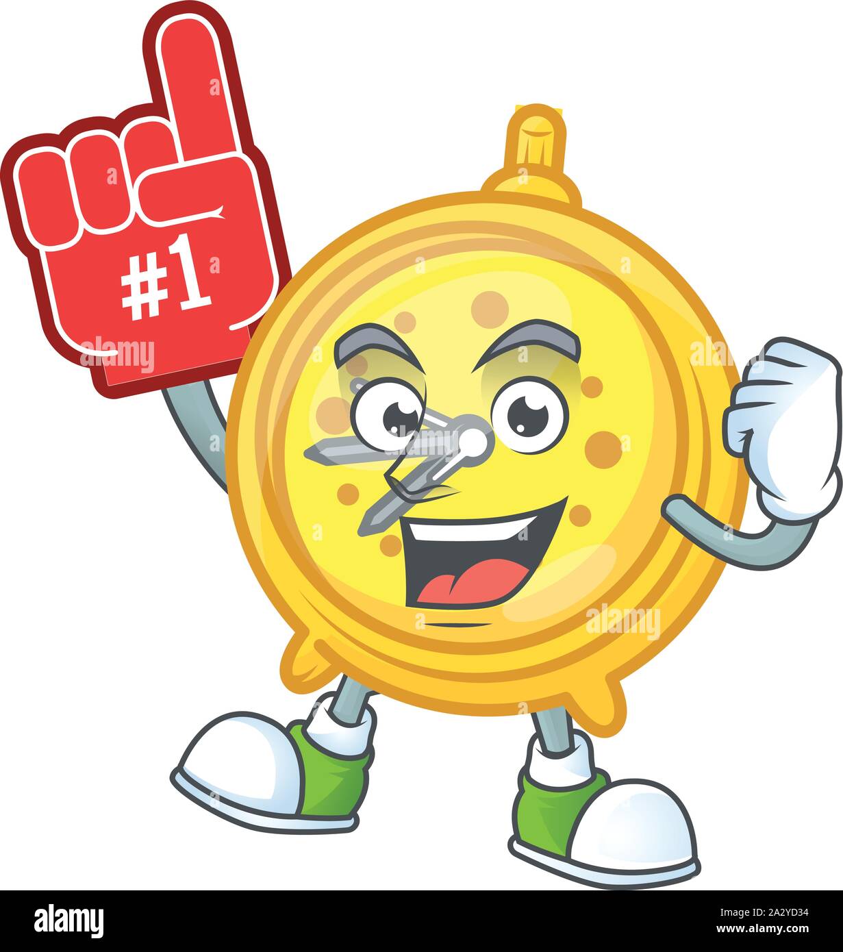 Foam finger alarm clock character on white background Stock Vector ...