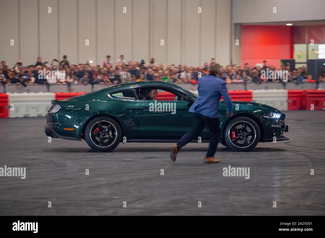 Paul Swift stunt driver, MC'd by Tiff Needell at London Motor Show May ...
