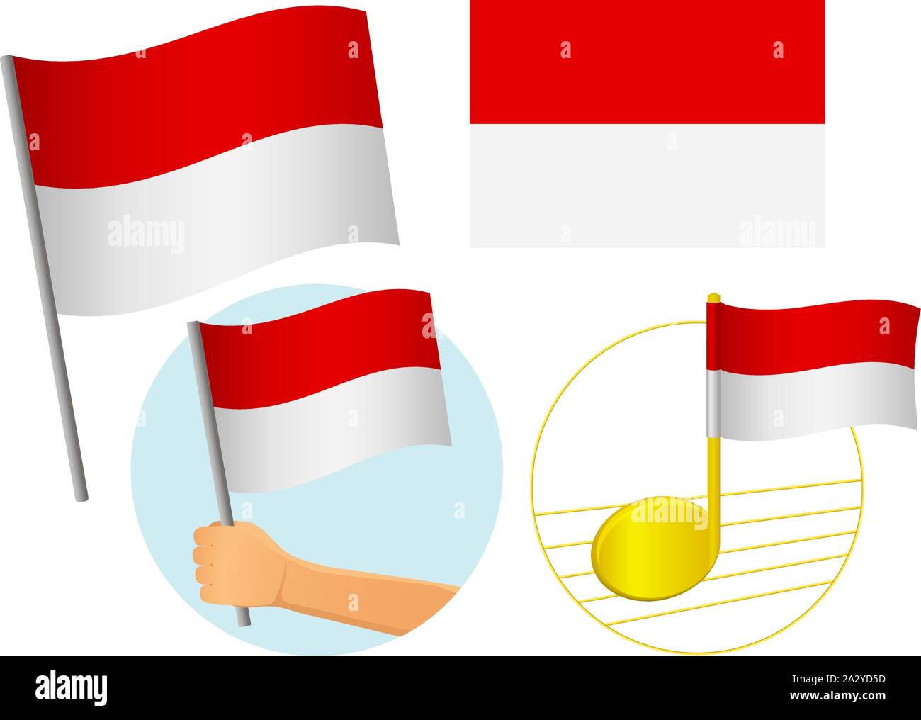 Monaco flag icon set. National flag of Monaco vector illustration Stock ...