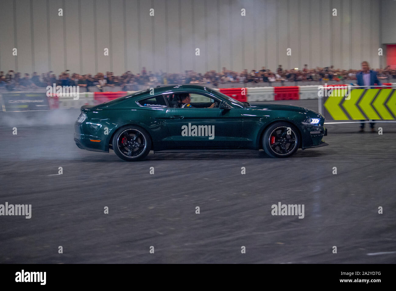 Paul Swift stunt driver, MC'd by Tiff Needell at London Motor Show May ...
