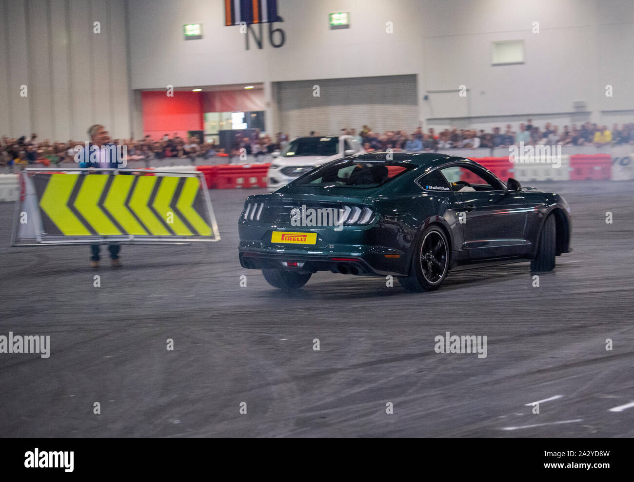 Paul Swift stunt driver, MC'd by Tiff Needell at London Motor Show May ...