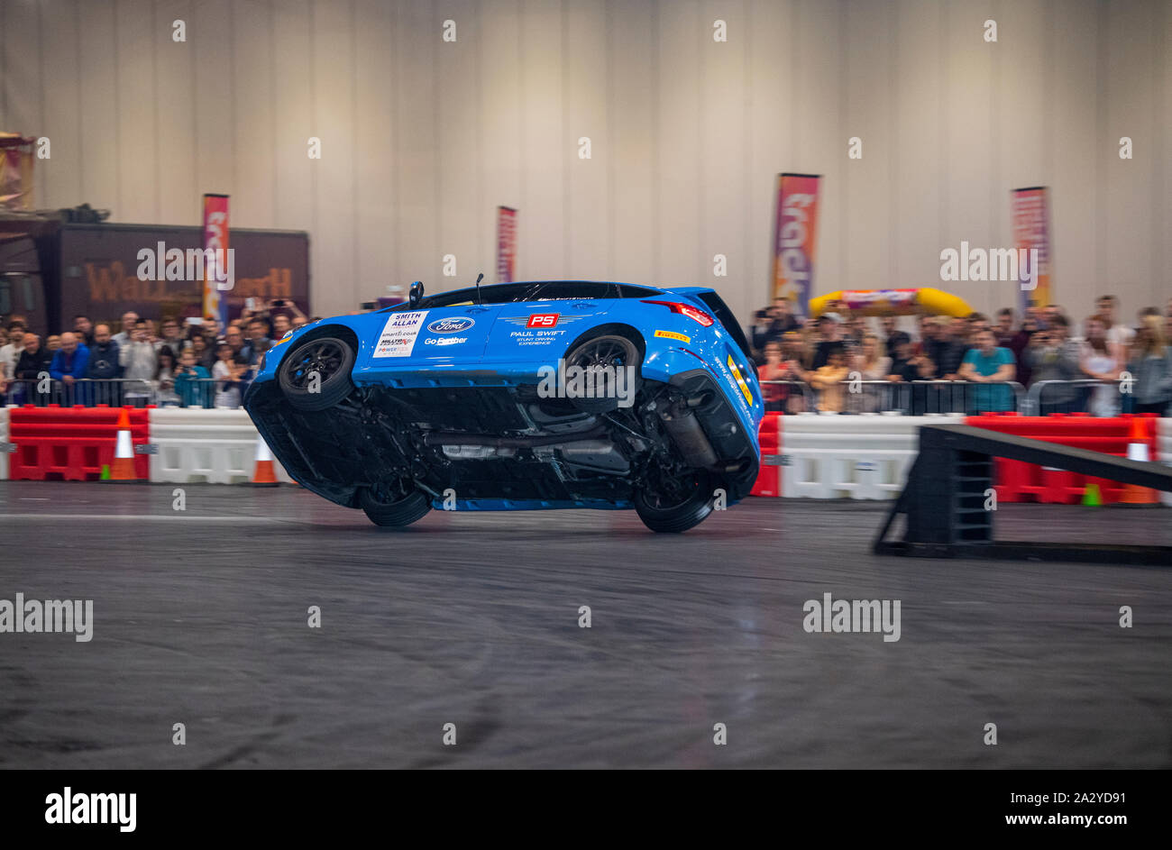 Paul Swift stunt driver, MC'd by Tiff Needell at London Motor Show May ...