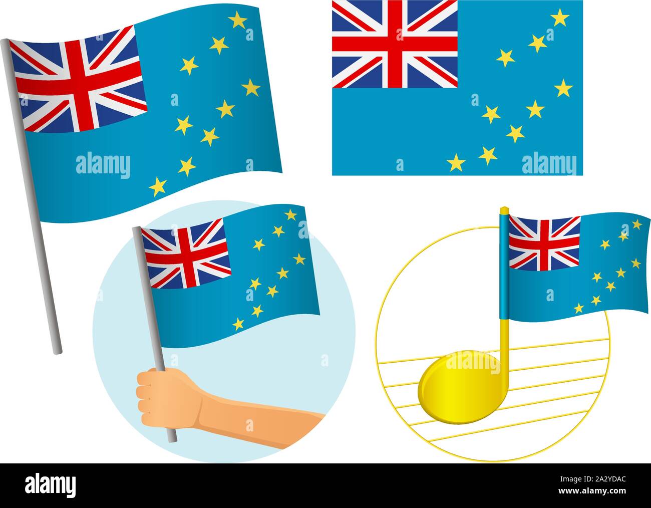 Tuvalu flag icon set. National flag of Tuvalu vector illustration Stock ...