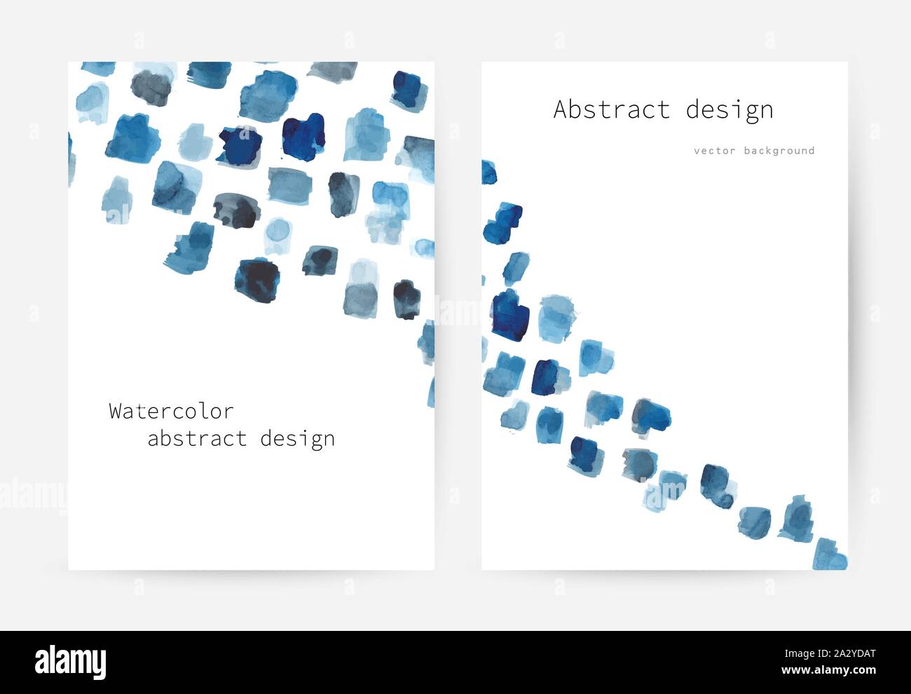 Banners with abstract blue ink wash painting. Vector abstract hand ...