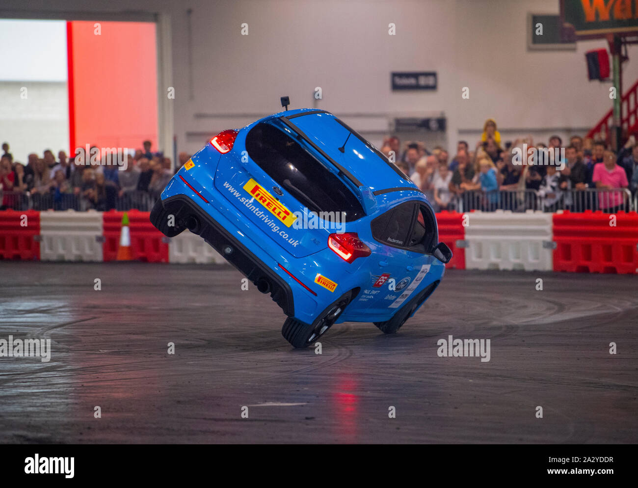 Paul Swift stunt driver, MC'd by Tiff Needell at London Motor Show May ...