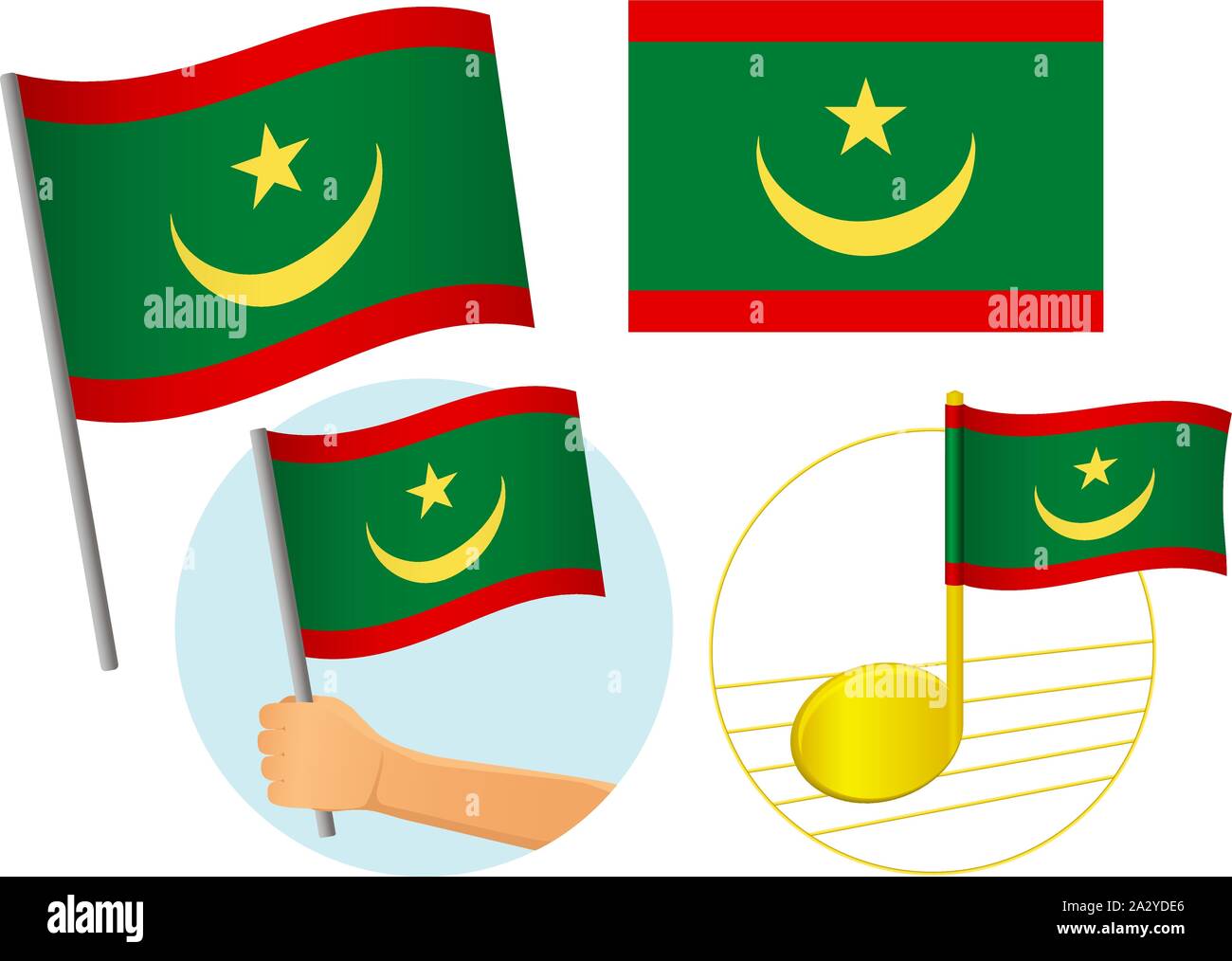 Mauritania flag icon set. National flag of Mauritania vector ...