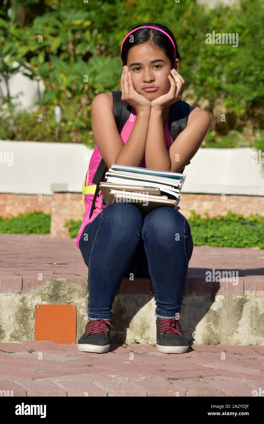 Student Teenager School Girl And Confusion With Textbooks Stock Photo ...