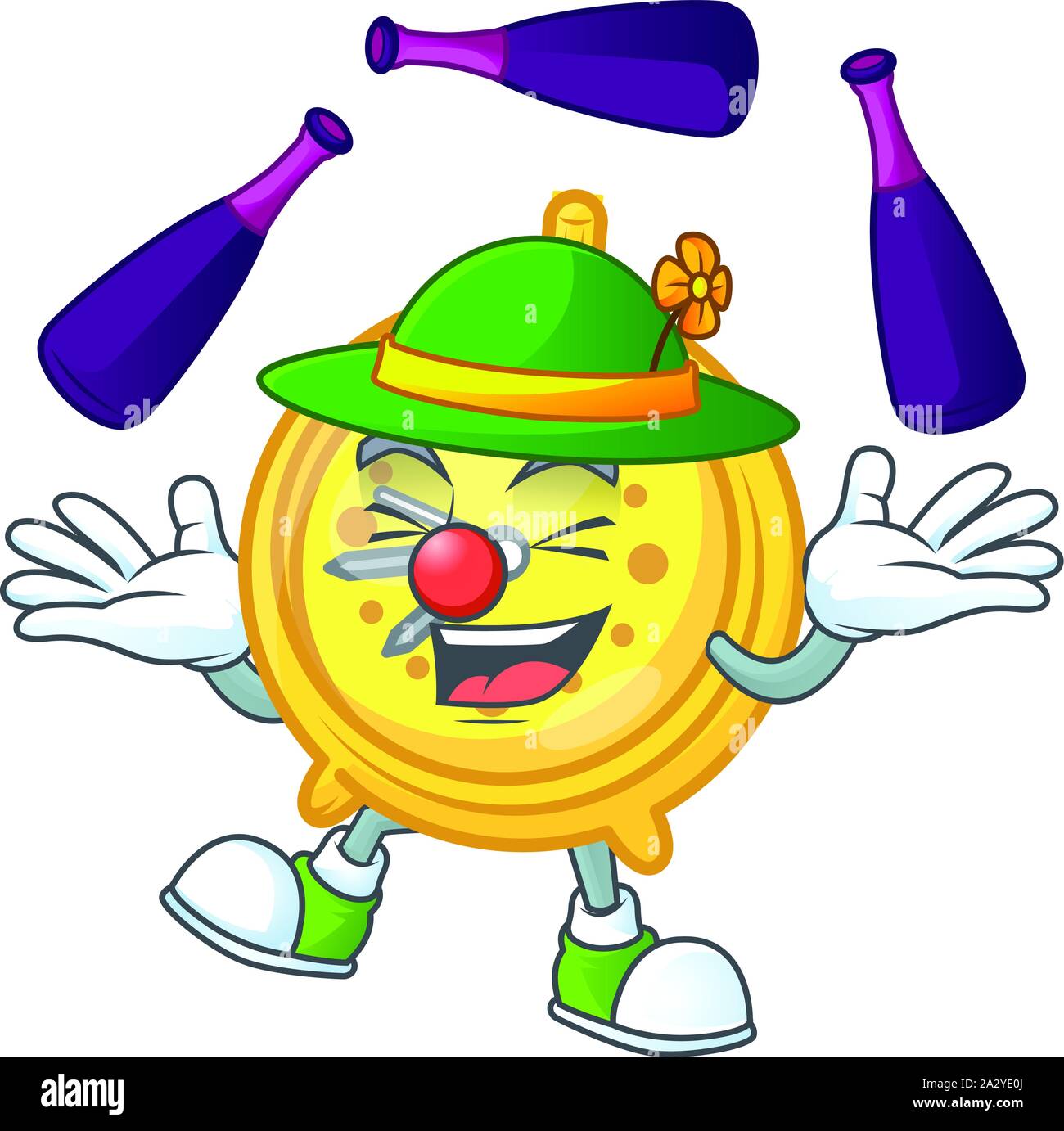 Juggling alarm clock character on white background Stock Vector Image ...