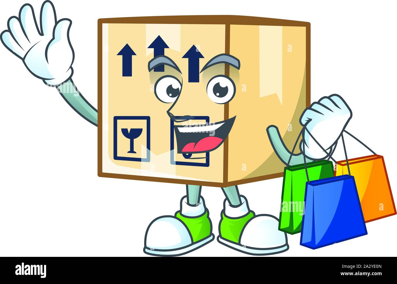 Shopping cardboard close cartoon character mascot style Stock Vector ...