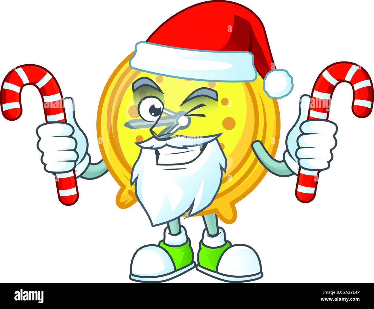 Santa with candy alarm clock character on white background Stock Vector ...