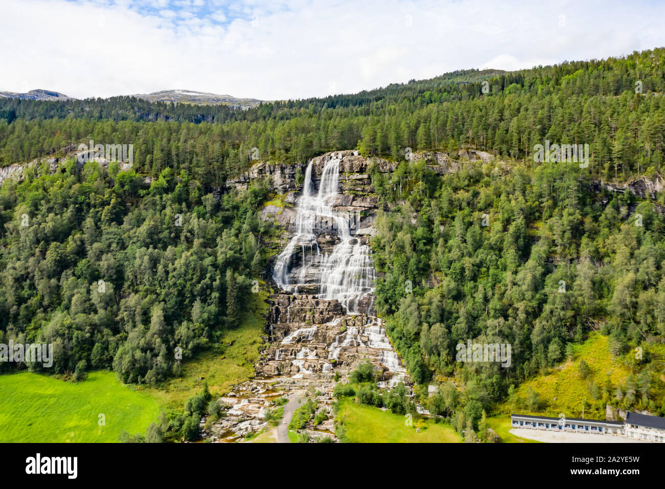 Aerial view of Tvindefossen Waterfall, Voss, Norway Stock Photo - Alamy