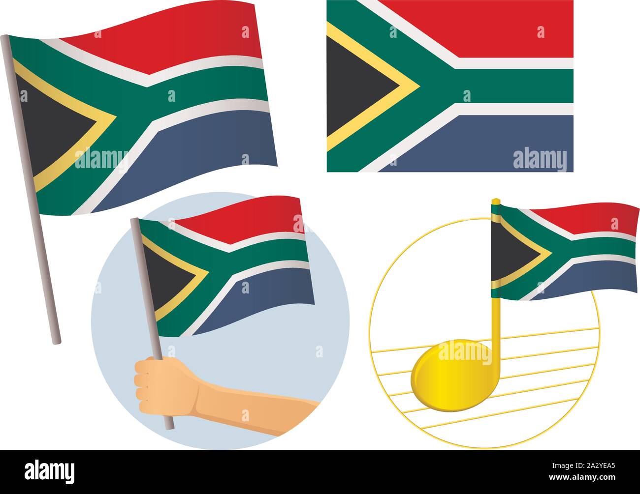 South Africa flag icon set. National flag of South Africa vector ...