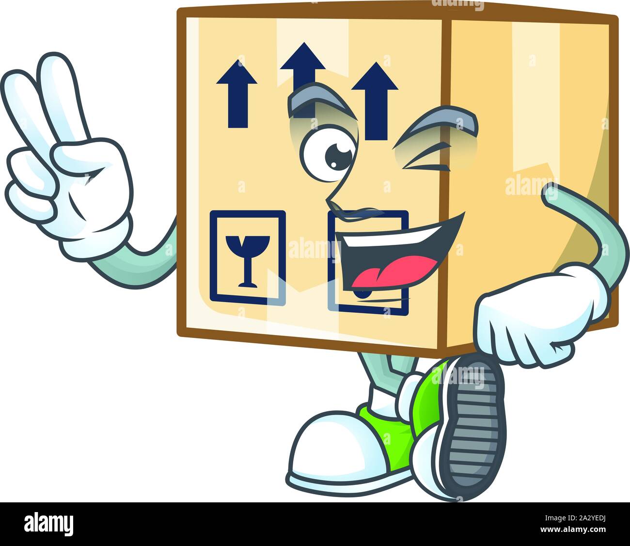 Two finger cardboard close cartoon character mascot style Stock Vector ...
