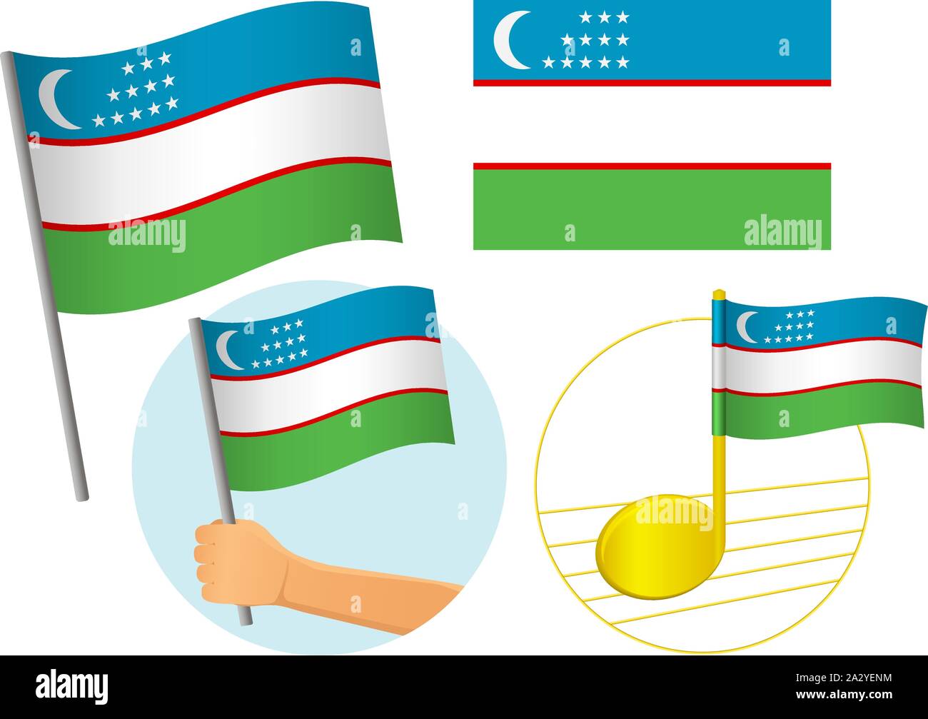 Uzbekistan flag icon set. National flag of Uzbekistan vector ...