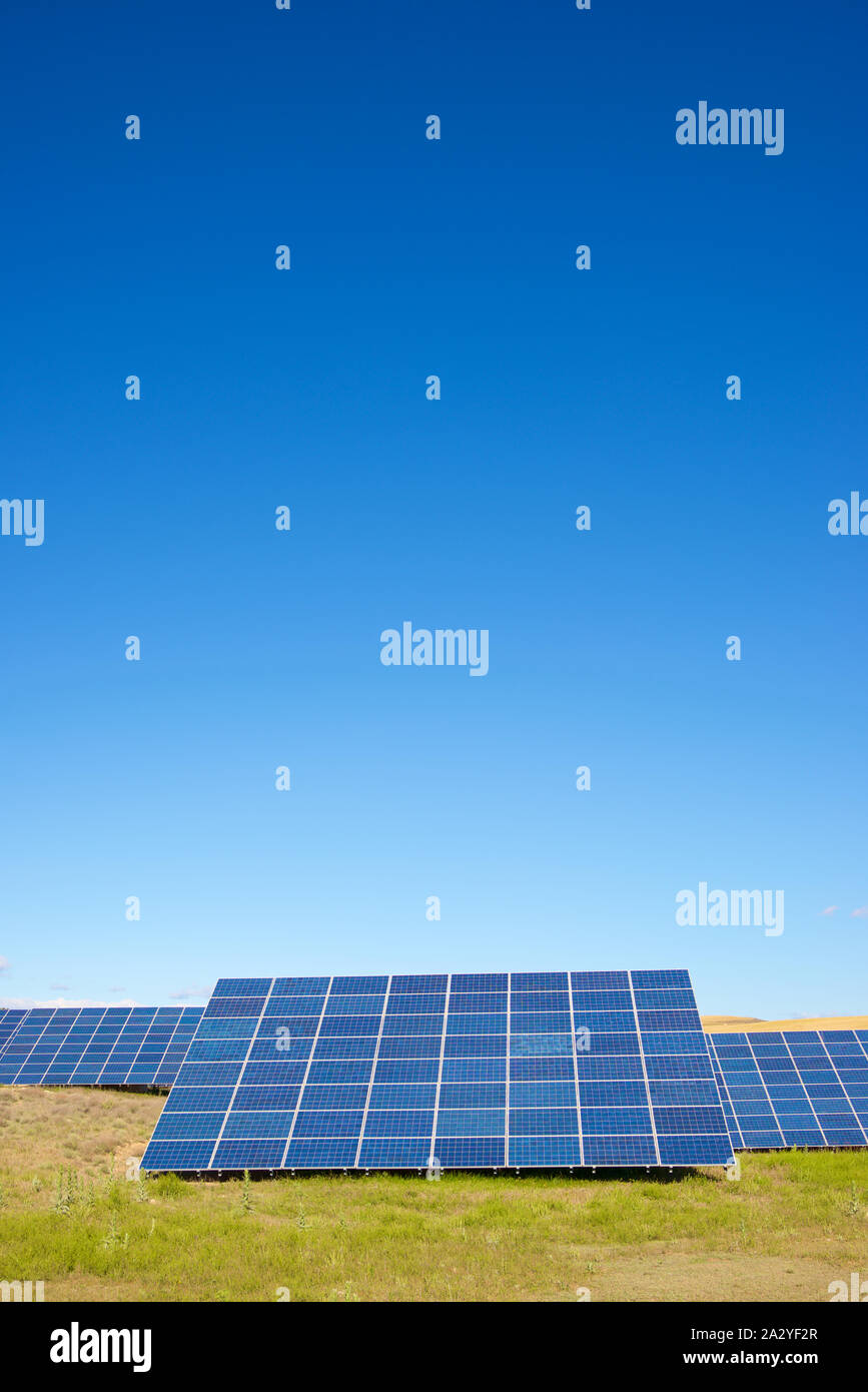 Huge solar panels for electric production in Navarra, Spain Stock Photo ...