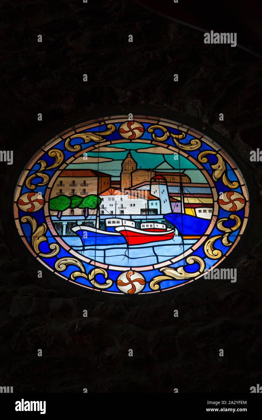 Stained Glass Window, San Juan de Gaztelugatxe Chapel, Basque Country ...