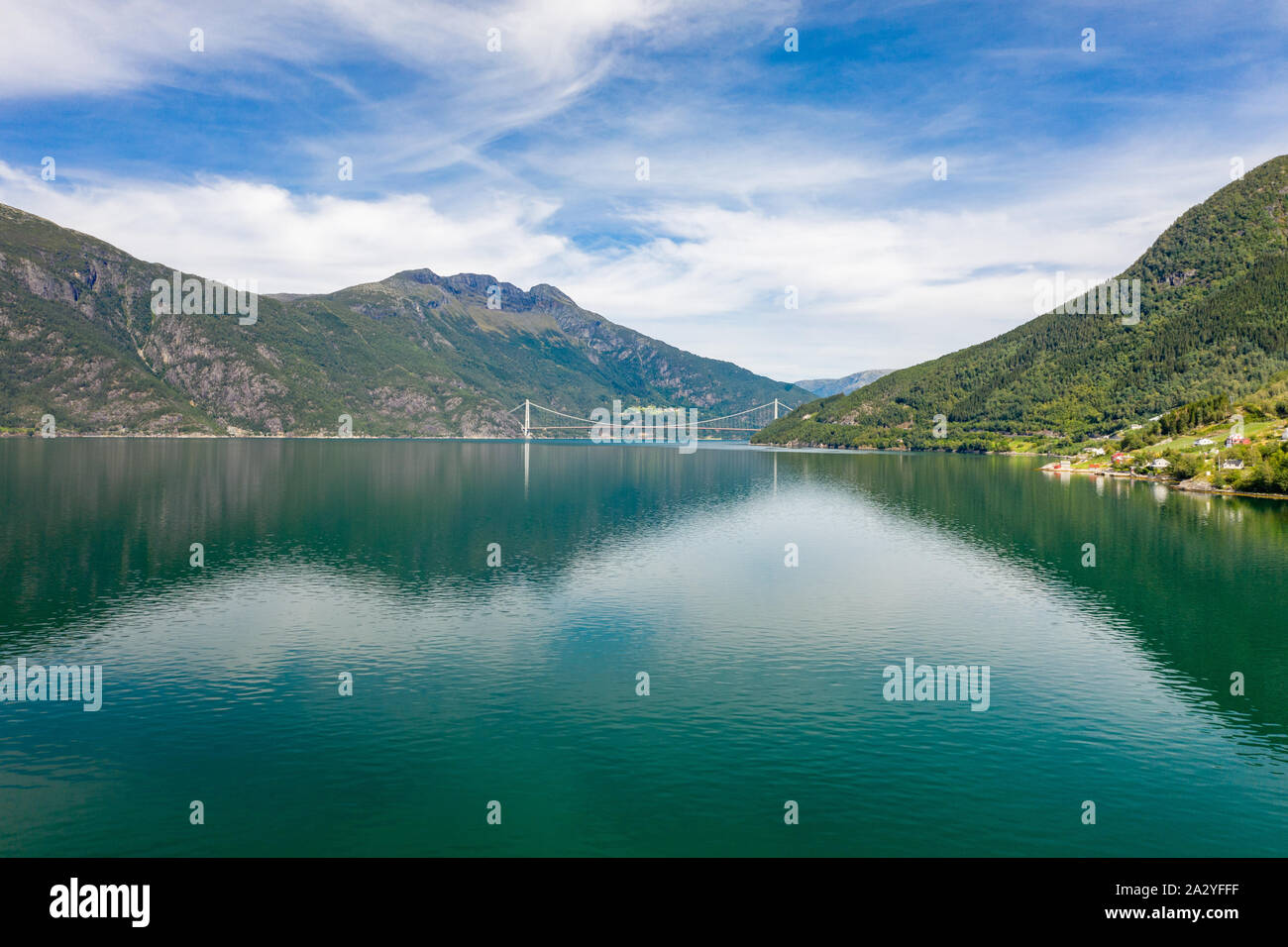 The Hardanger Bridge is a suspension bridge across the Eidfjorden ...