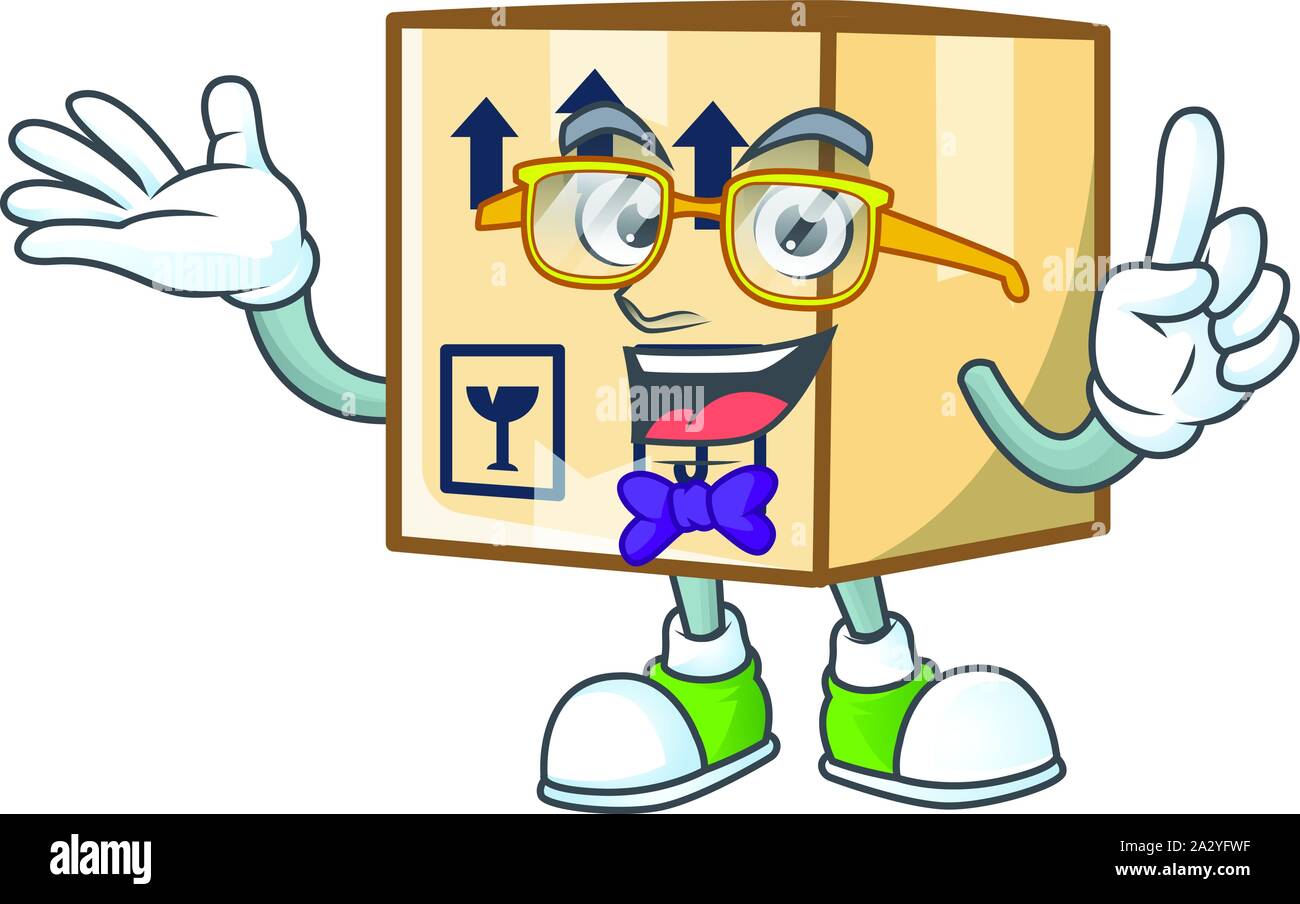 Geek cardboard close cartoon character mascot style Stock Vector Image ...