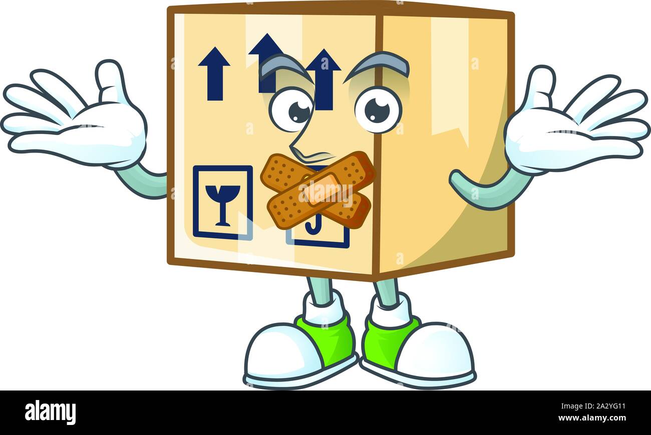 Silent cardboard close square in character mascot Stock Vector Image ...