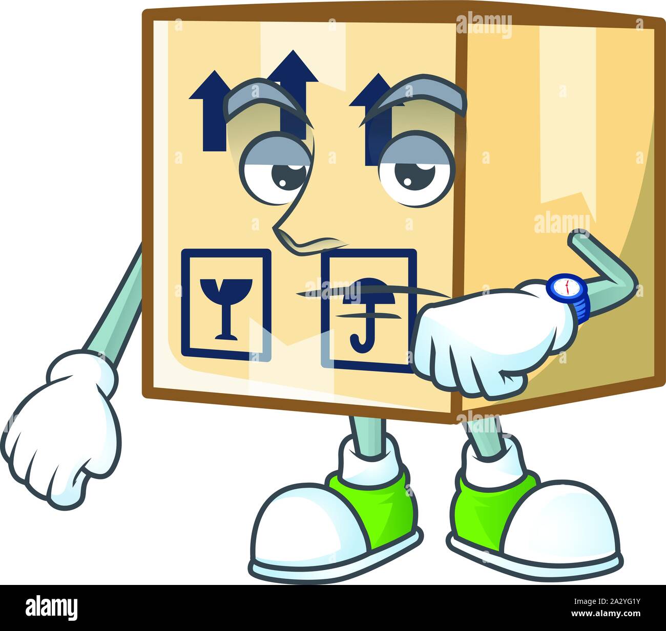 Waiting cardboard close square in character mascot Stock Vector Image ...