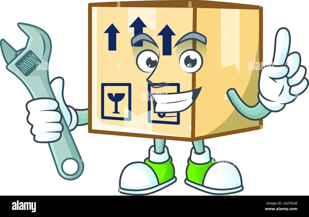 Mechanic cardboard close square in character mascot Stock Vector Image ...