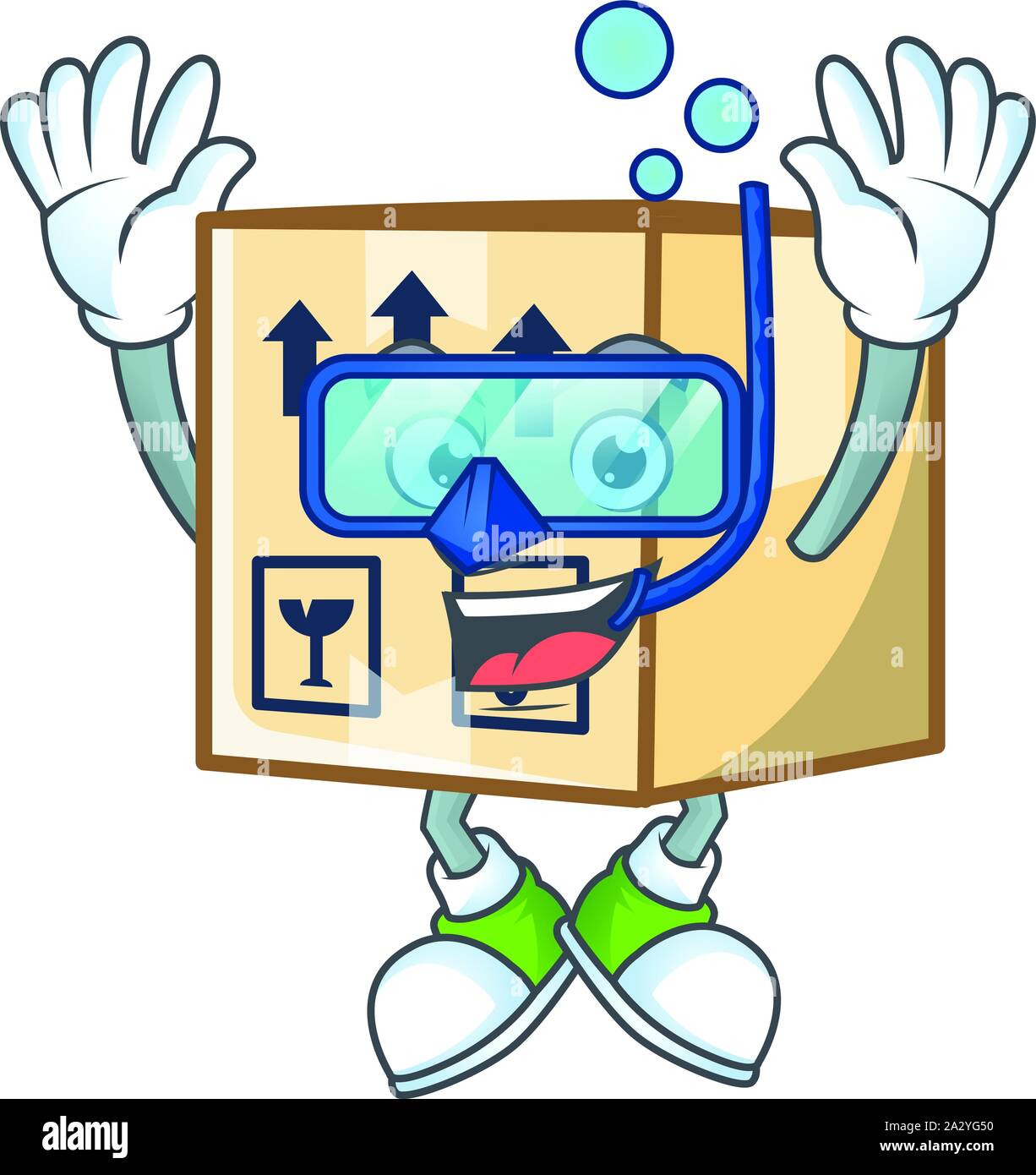 Diving cardboard close cartoon character mascot style Stock Vector ...