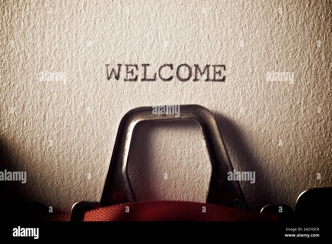 The word, Welcome, written with a typewriter Stock Photo - Alamy