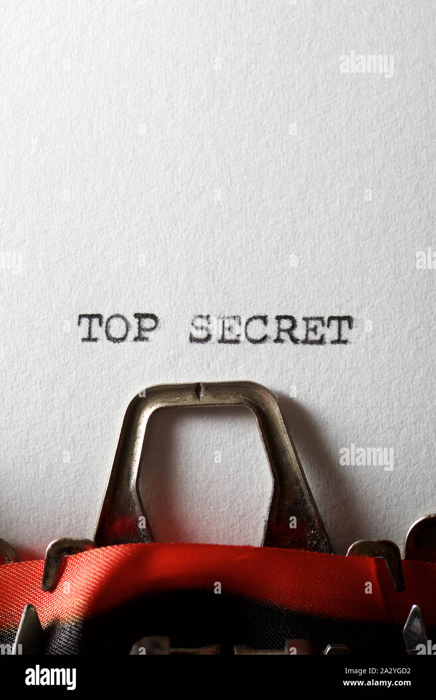 The sentence, Top Secret, written with a typewriter Stock Photo - Alamy