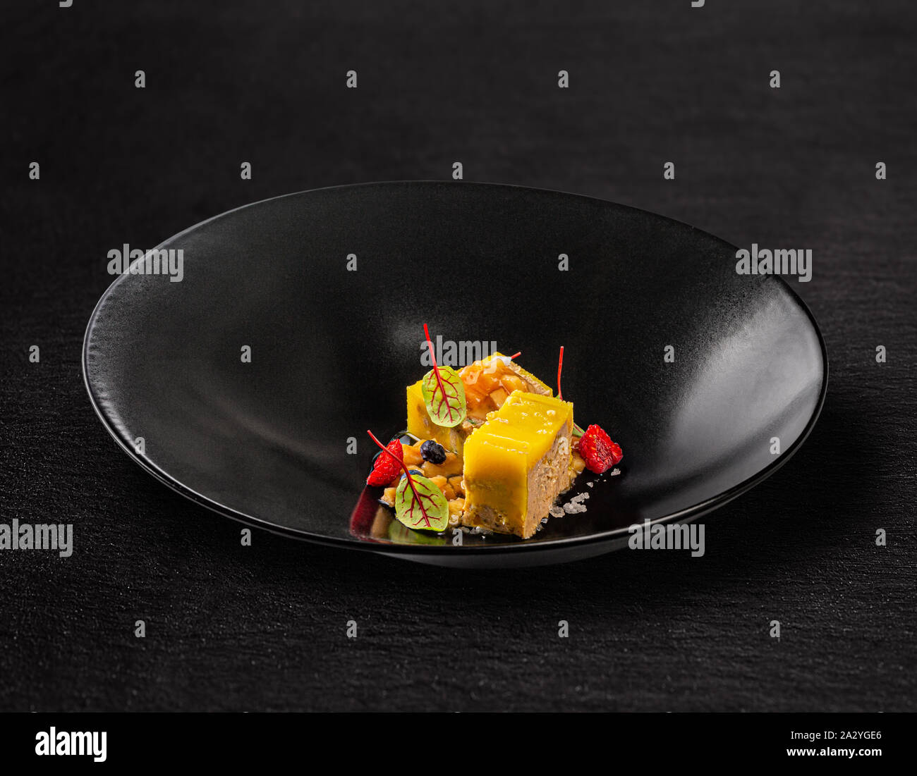 Steamed home-made duck liver pate served with quince in wine-marmalade ...