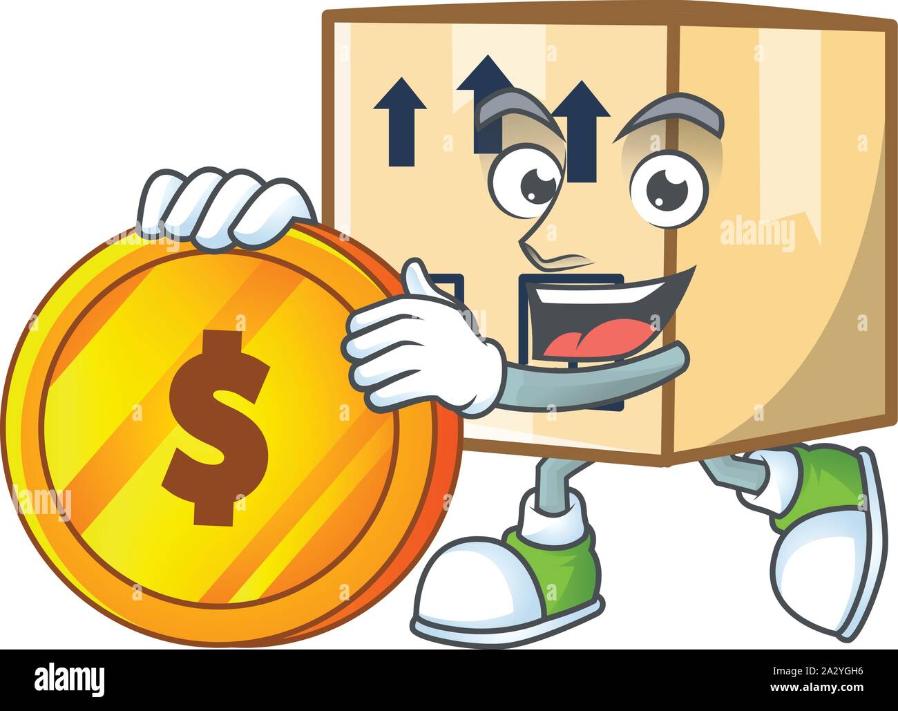 Bring coin cardboard close square in character mascot Stock Vector ...