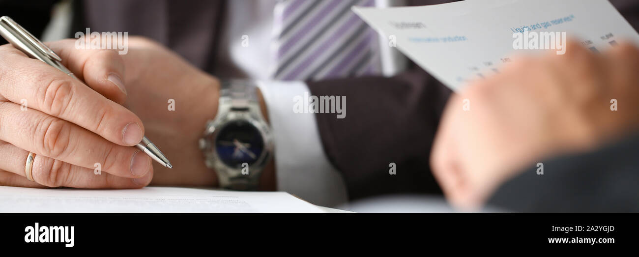 Male arm in suit and tie fill form clipped Stock Photo - Alamy