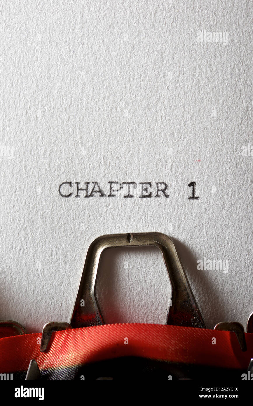 The sentence, Chapter 1, written with a typewriter Stock Photo - Alamy