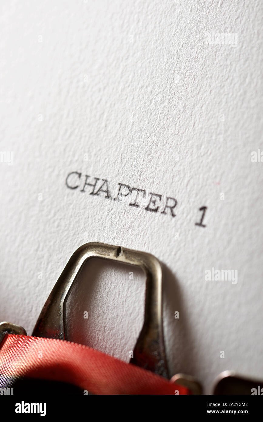 The sentence, Chapter 1, written with a typewriter Stock Photo - Alamy