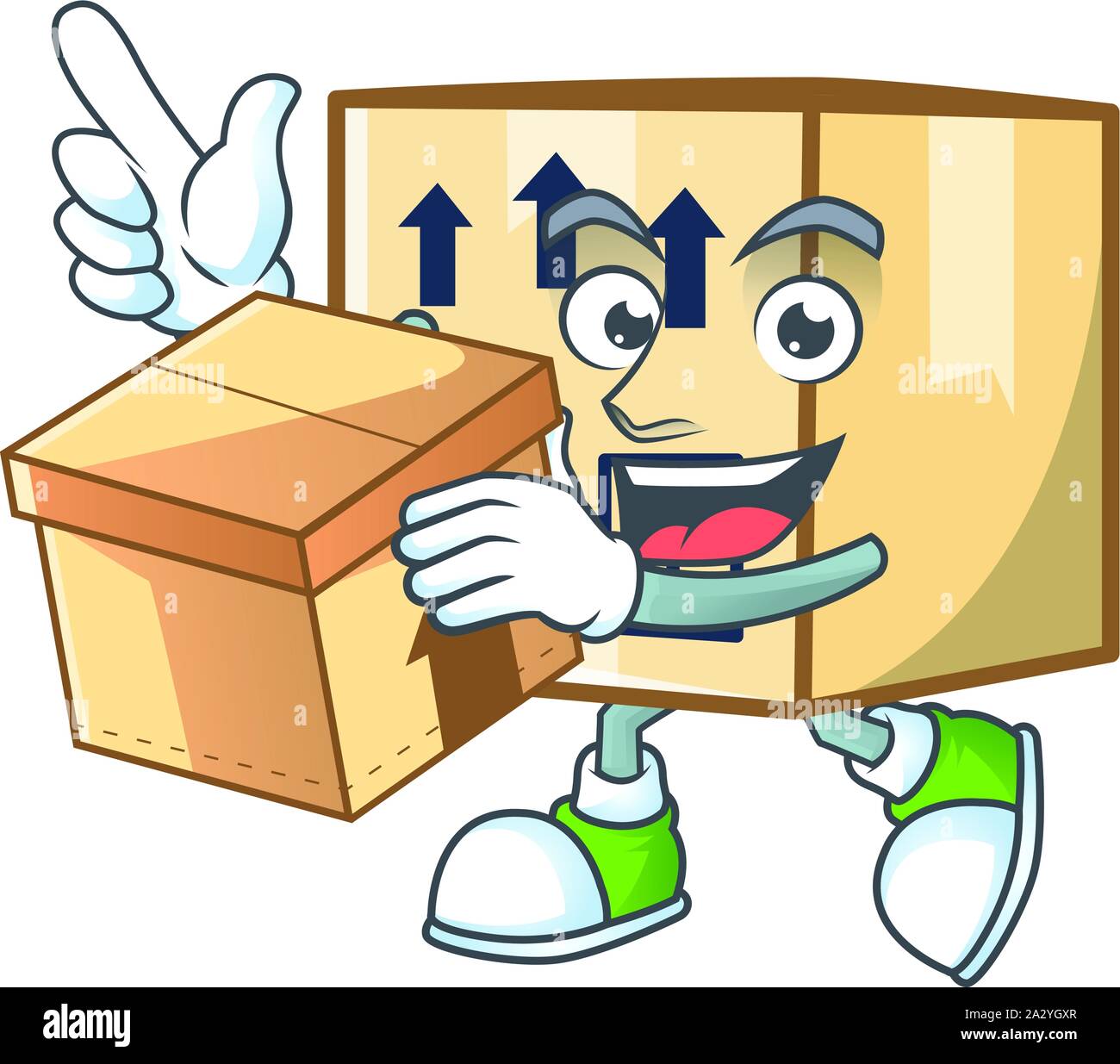 With box cardboard close cartoon character mascot style Stock Vector ...