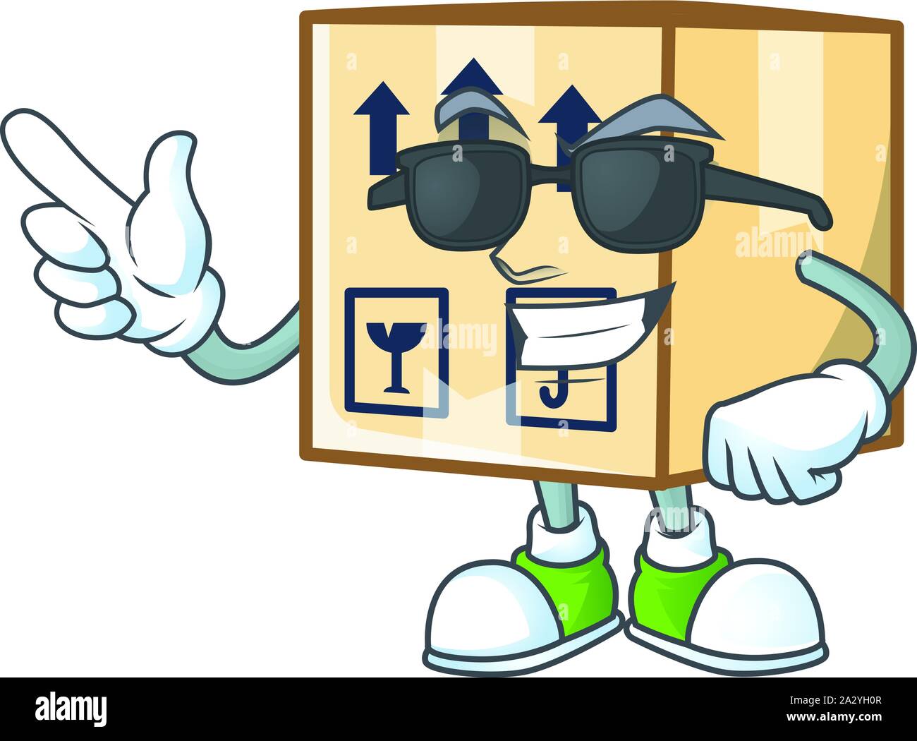 Super cool cardboard close cartoon character mascot style Stock Vector ...