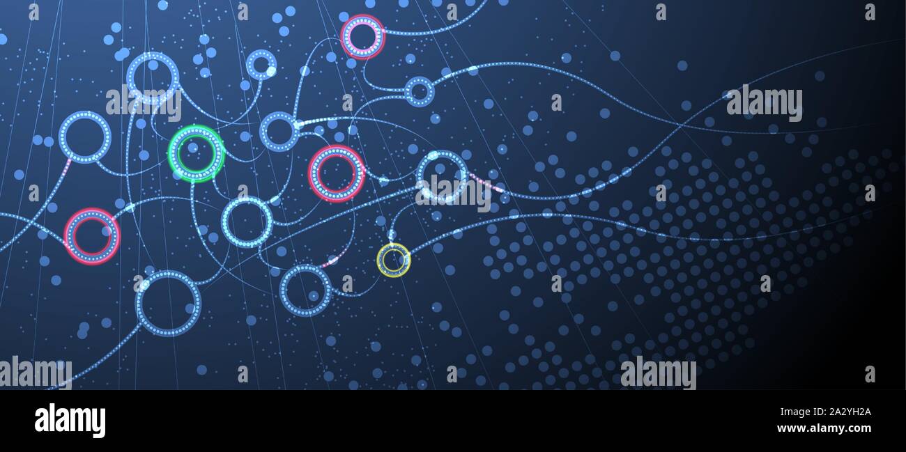 Neural network concept. Connected cells with links. High technology process. Abstract futuristic ...