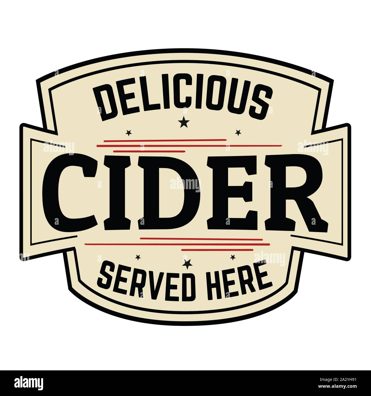 Cider label or sticker on white background, vector illustration Stock ...